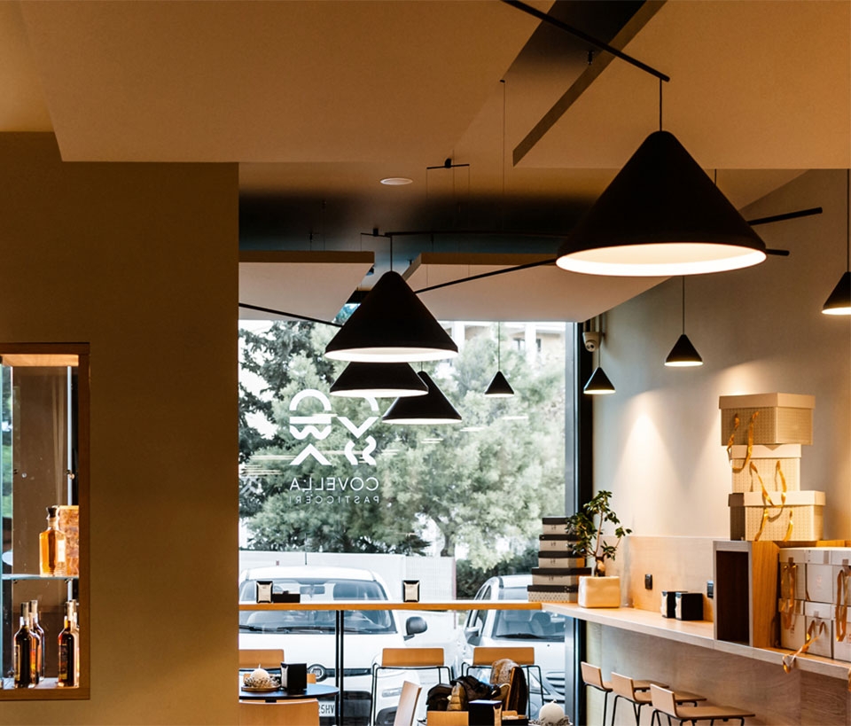 A Sleek Italian Patisserie Featuring Vibia’s North Pendant | Vibia